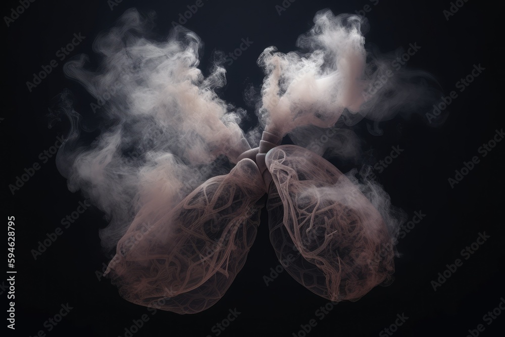 Pollution and lung disease concept, heavy polluted air impact on lungs ...