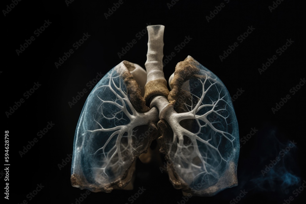 Pollution and lung disease concept, heavy polluted air impact on lungs ...
