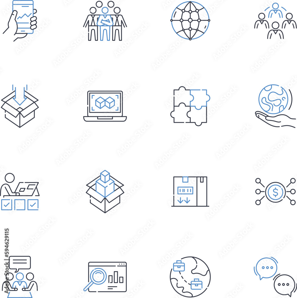 Divisionalization line icons collection. Segmentation, Specialization ...