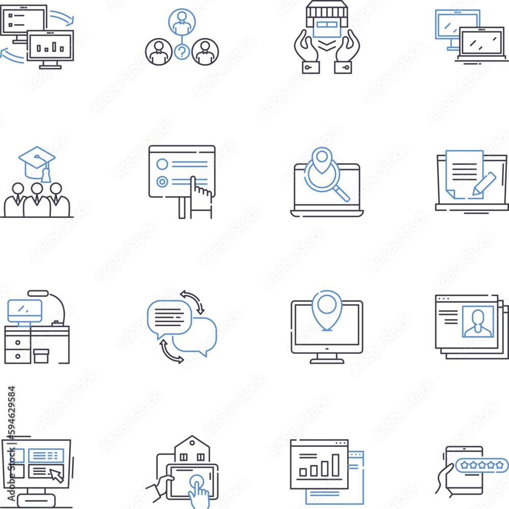 Electronic learning line icons collection. E-learning, Online, Digital ...