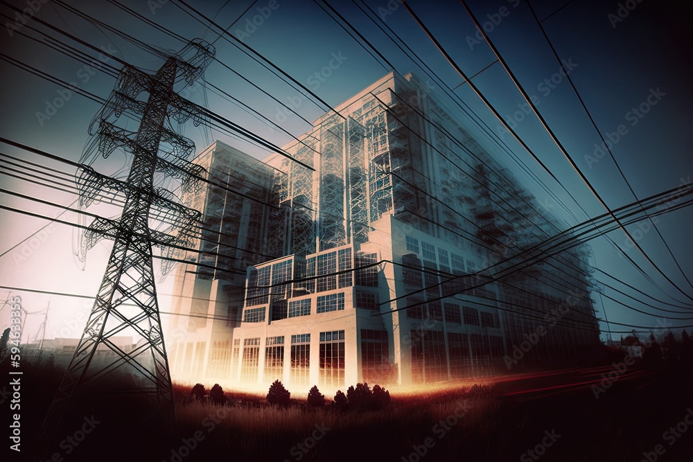 energy industry double exposure of wires and cables in a circuitous ...