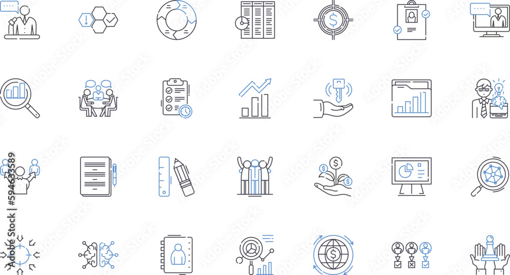 Sales strategy line icons collection. Targeting, Branding ...