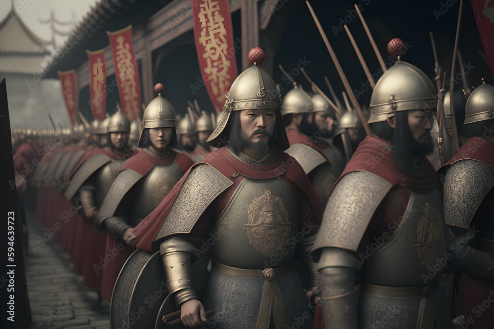 ancient chinese army. Neural network AI generated art Stock ...