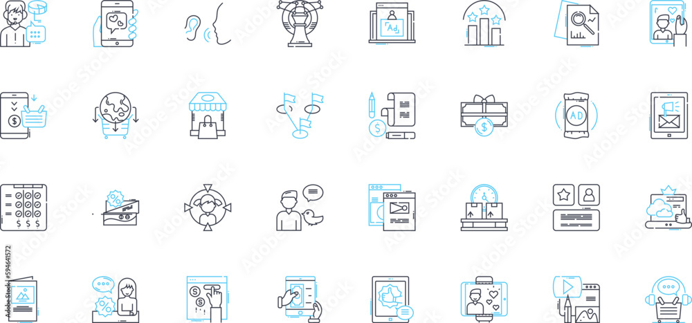 Mobile nerking linear icons set. Wi-Fi, LTE, Hotspot, Signal, Roaming ...