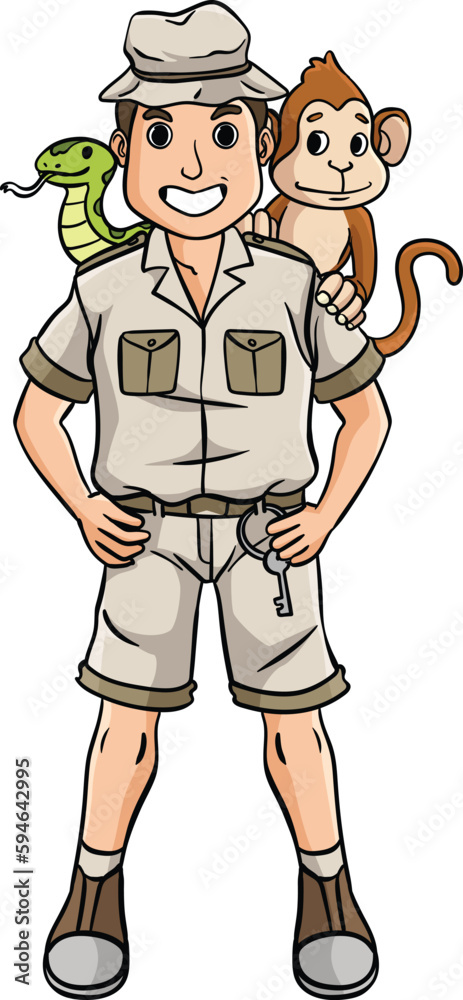 Vetor de Zookeeper Cartoon Colored Clipart Illustration do Stock ...