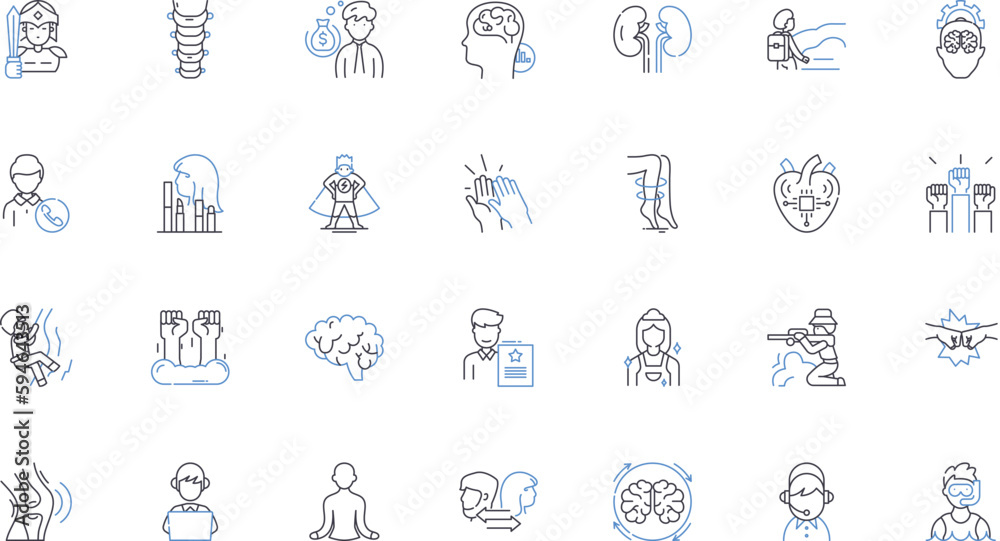 Global media line icons collection. Coverage, Audience, Exposure ...