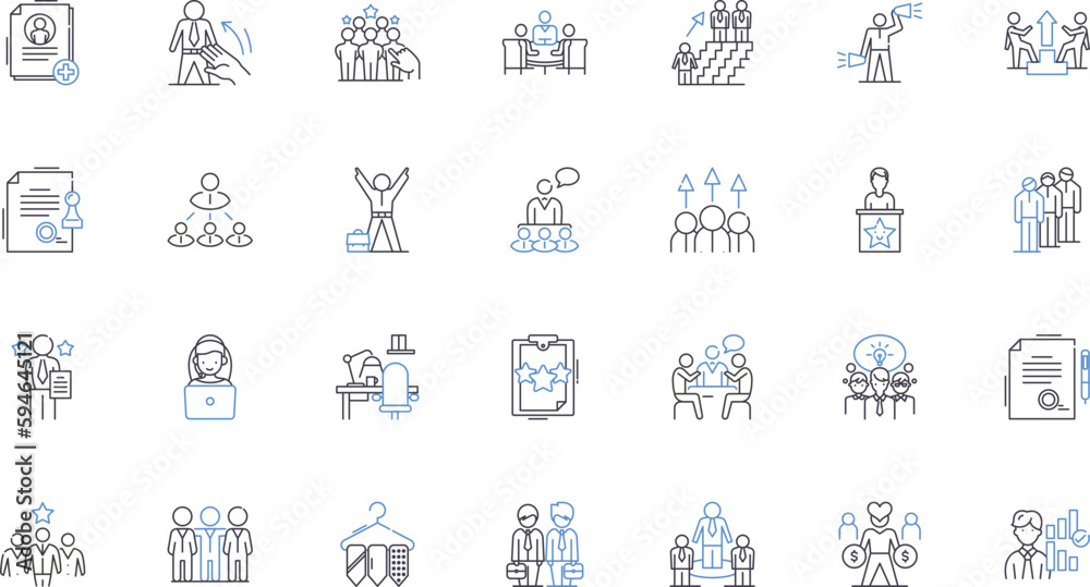 Co-workers line icons collection. Collaboration, Teamwork ...