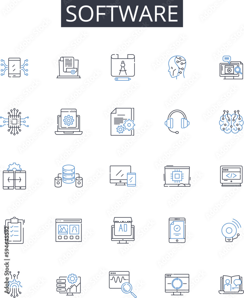 Fototapeta mapa świata dla dzieci Software line icons collection ... Fototapeta mapa świata dla dzieci Software line icons collection ...