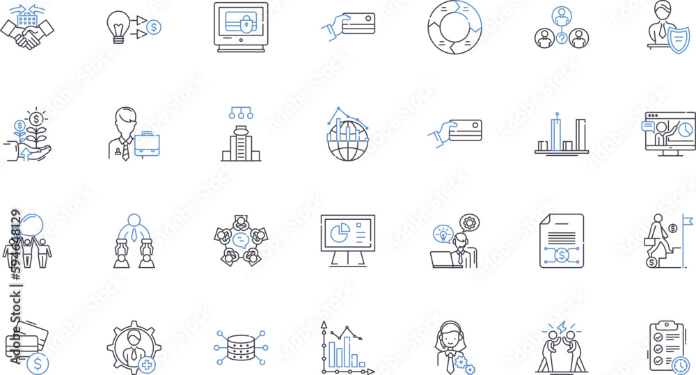Vetor de Change management line icons collection. Transition, Shift, Transformation, Adaptation ...