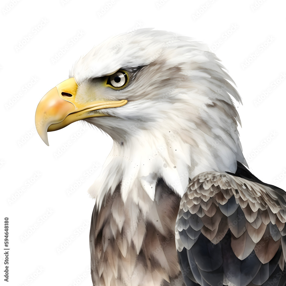 Bald Eagle, Watercolor, Clipart, Eagle, design elements isolated over a ...