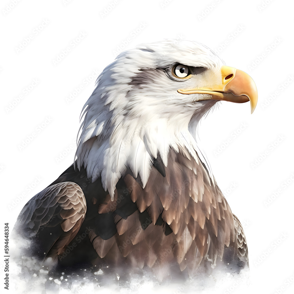 Bald Eagle, Watercolor, Clipart, Eagle, design elements isolated over a ...