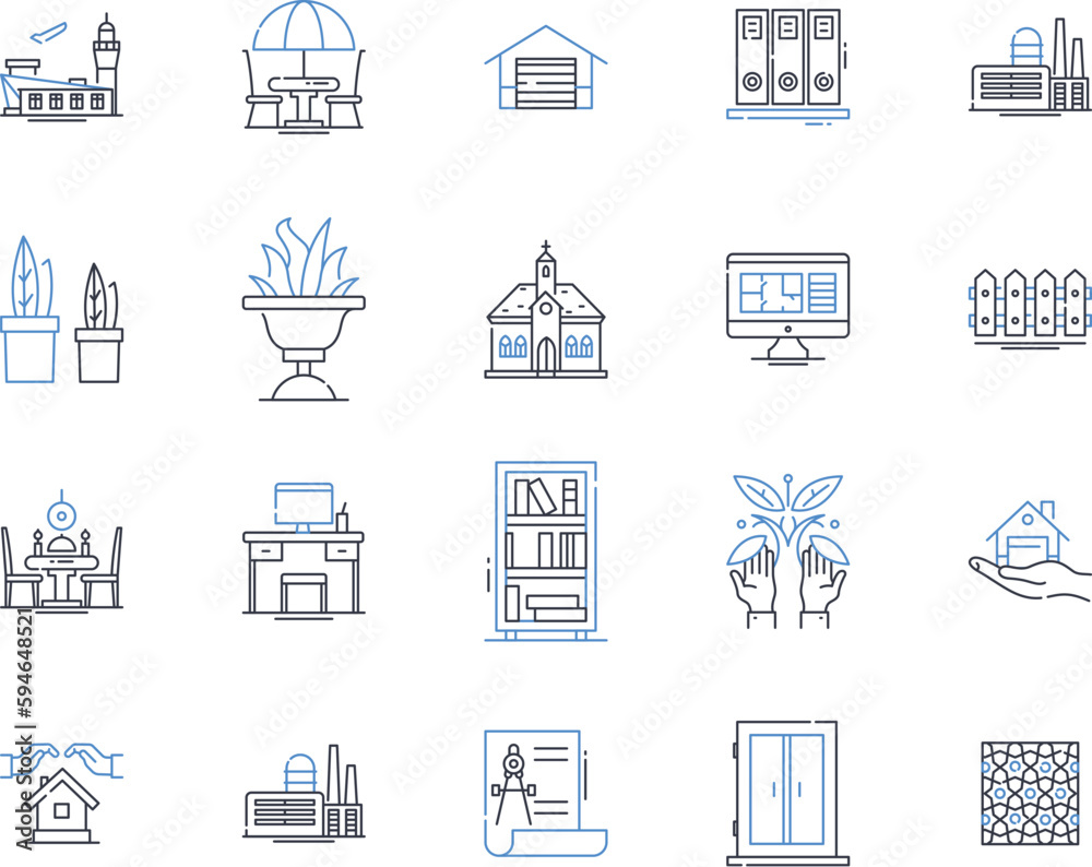 Rebuilding line icons collection. Restoration, Repair, Renewal ...