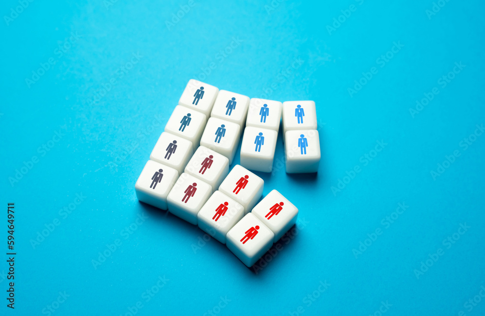 People are divided in opinion. Separation of people by issue. Splitting ...