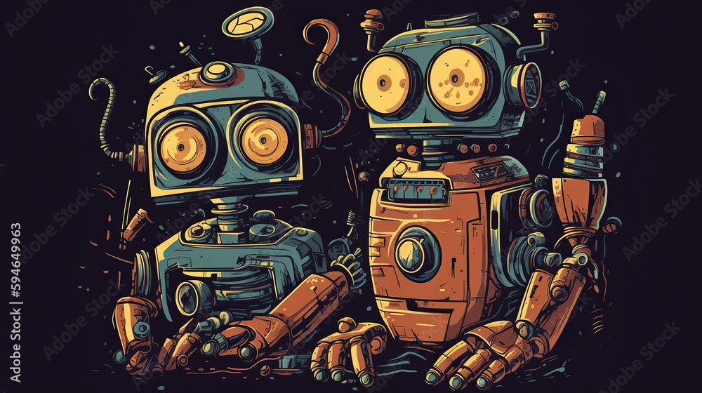 robot, toy, retro, machine, cartoon, vintage, technology, fun, vector ...