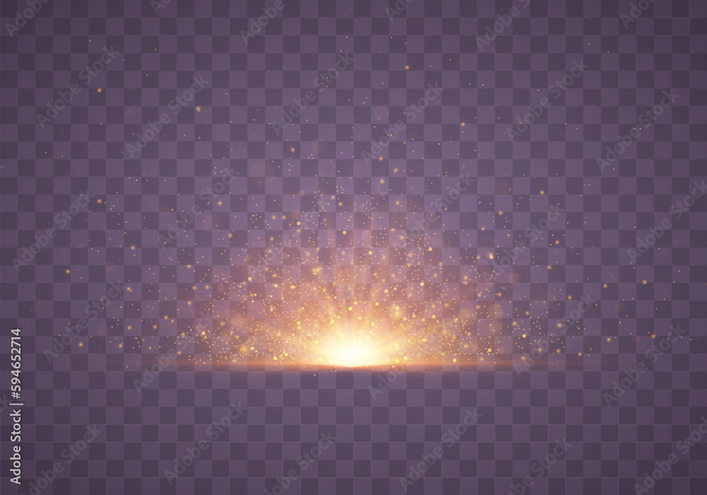 Sunlight with a special lens, flash effect on a transparent background ...