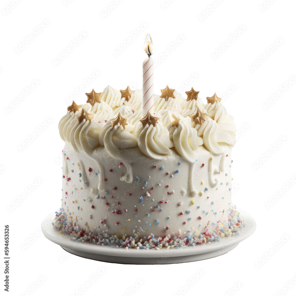 Happy Birthday background with cake. Illustration AI Generative. Stock ...