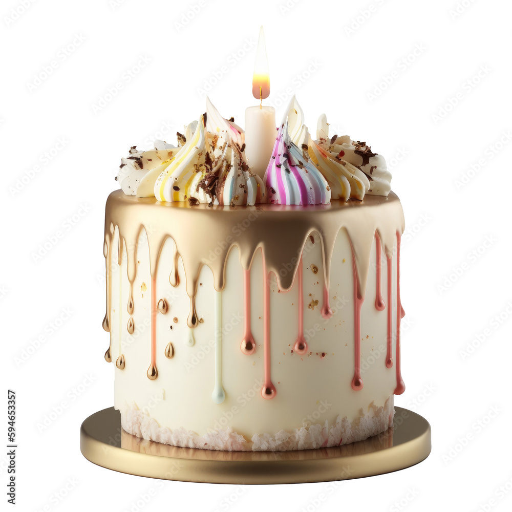 Happy Birthday background with cake. Illustration AI Generative. Stock ...