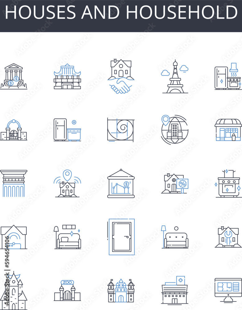 Houses and household line icons collection. Dwelling place, Home, Abode ...
