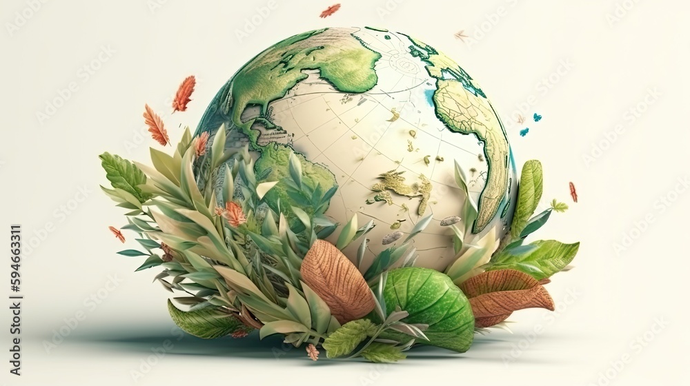 World environment and earth day illustration. Save green planet icon ...