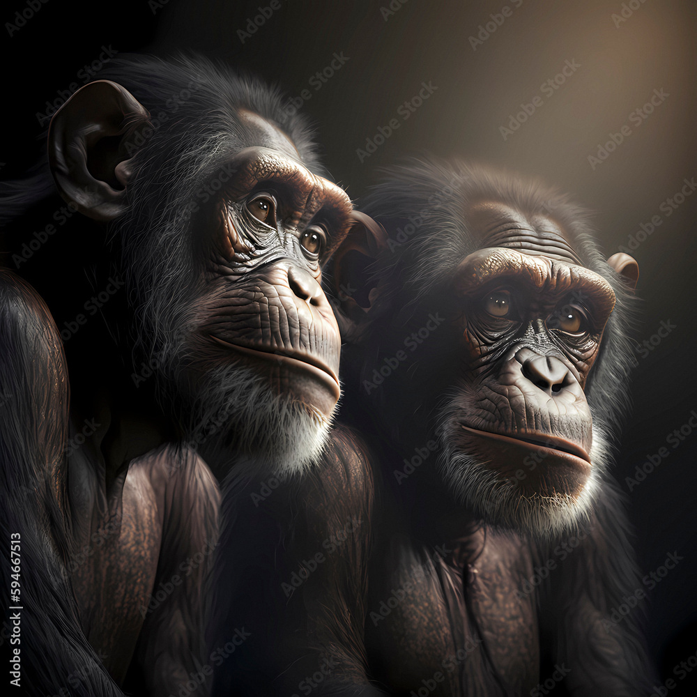 Chimpanzee (Pan) Genus of the great ape family, AI generated Stock ...