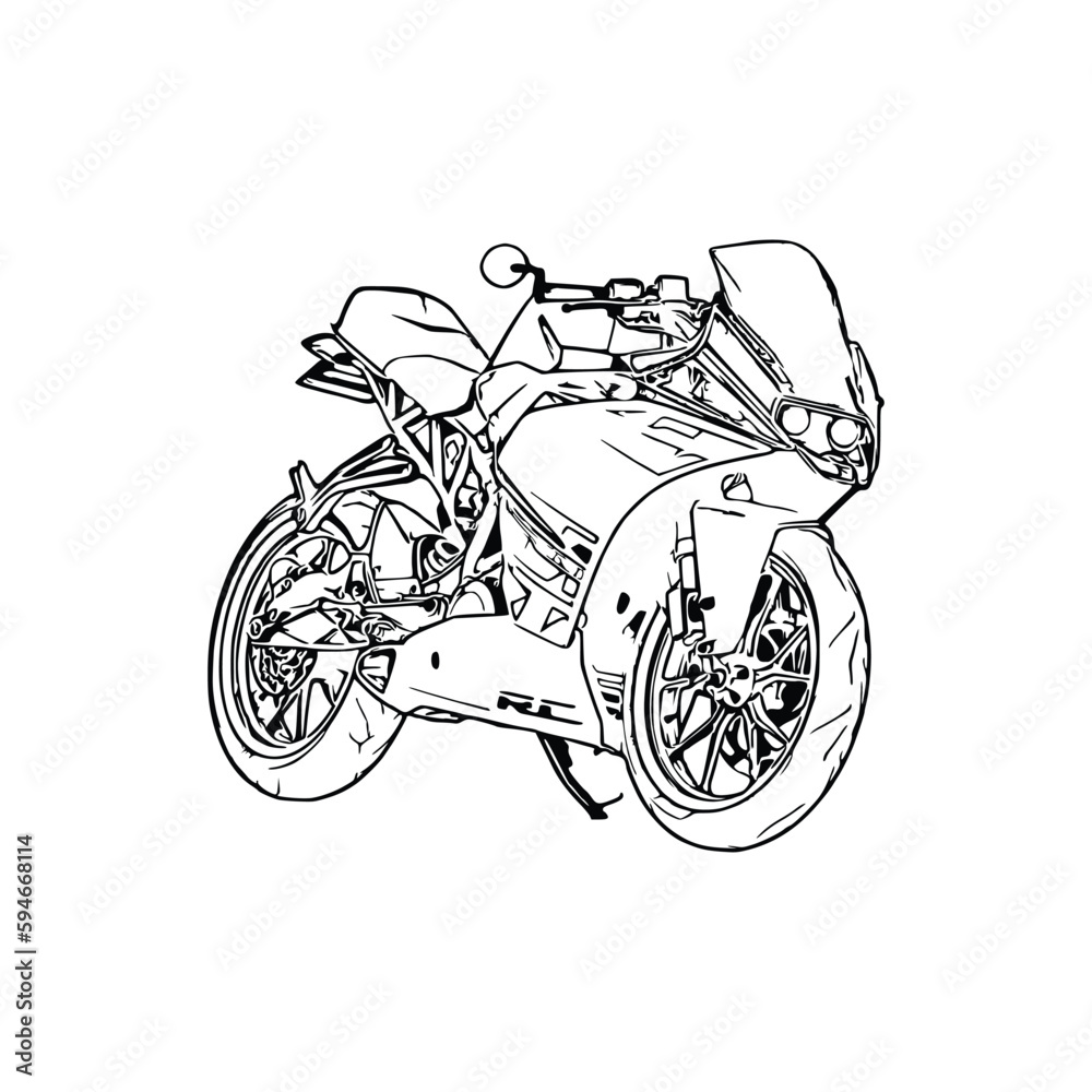 Motorcycle vector illustration, Motorcycle coloring page for book and ... Motorcycle vector illustration, Motorcycle coloring page for book and ...