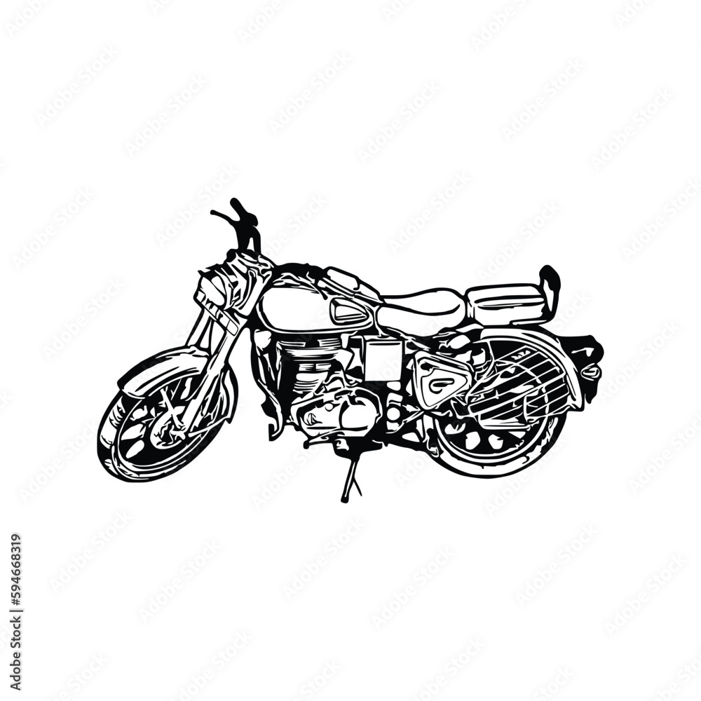 Motorcycle vector illustration, Motorcycle coloring page for book and ...