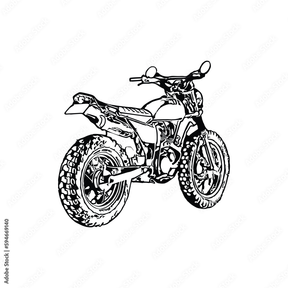 Motorcycle vector illustration, Motorcycle coloring page for book and ...
