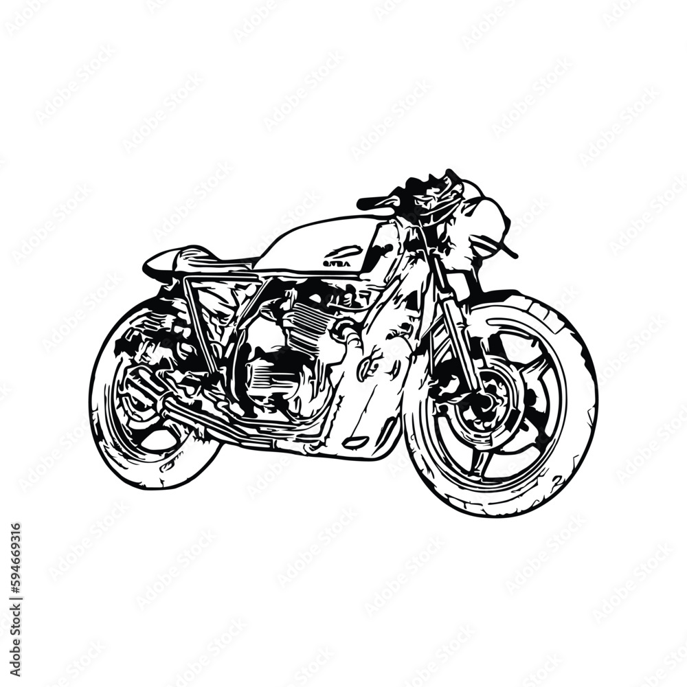 Motorcycle vector illustration, Motorcycle coloring page for book and ...