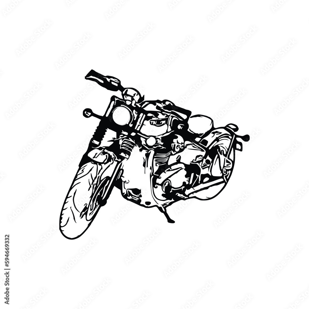 Motorcycle vector illustration, Motorcycle coloring page for book and ...