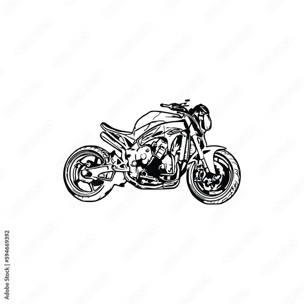 Motorcycle vector illustration, Motorcycle coloring page for book and ...