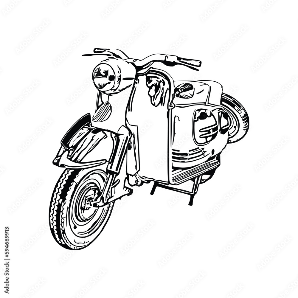 Motorcycle vector illustration, Motorcycle coloring page for book and ...