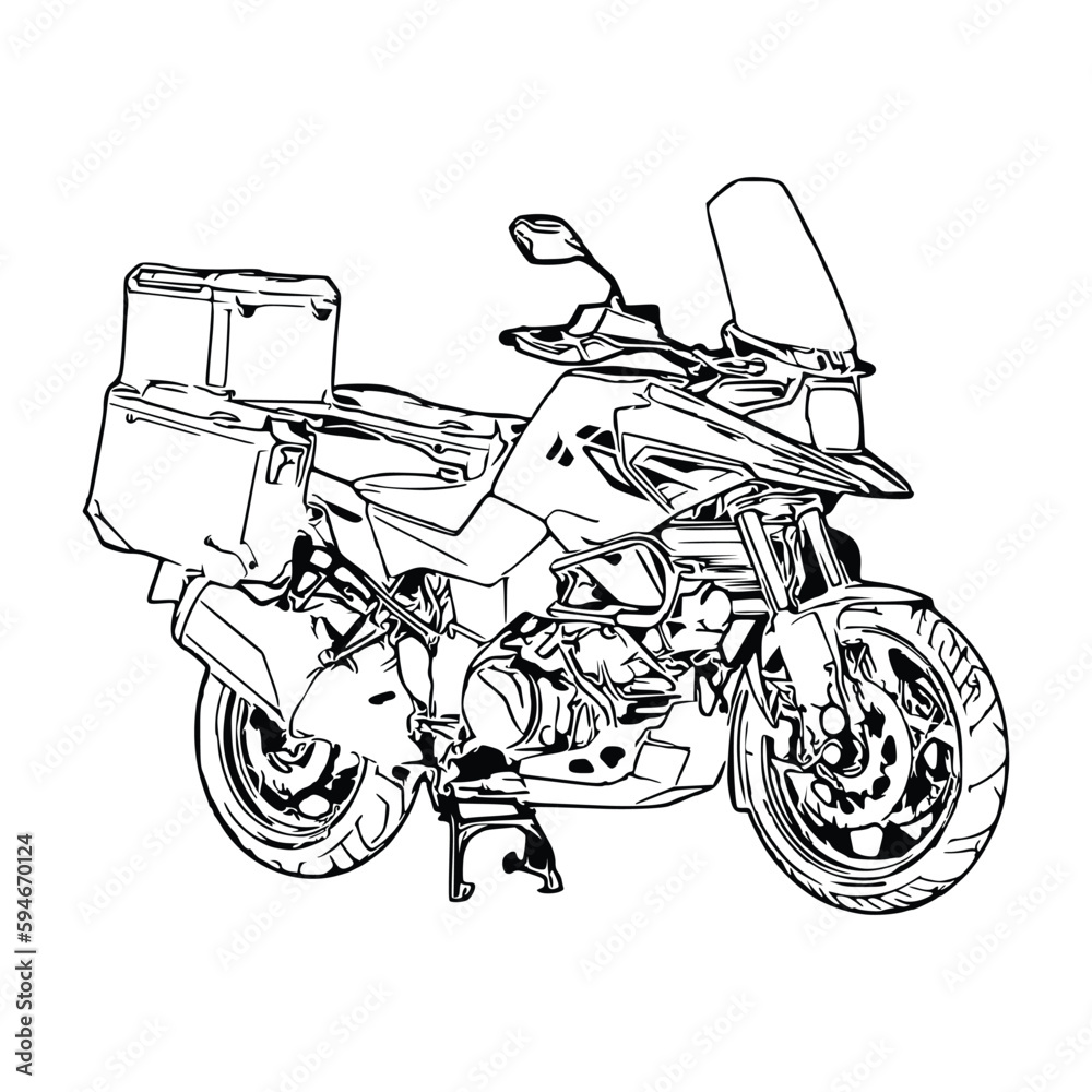 Motorcycle vector illustration, Motorcycle coloring page for book and ...