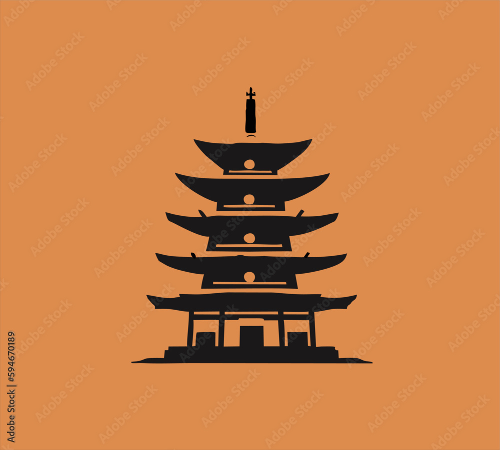 sensoji temple vector design japan silhouette icon template logo vector ...