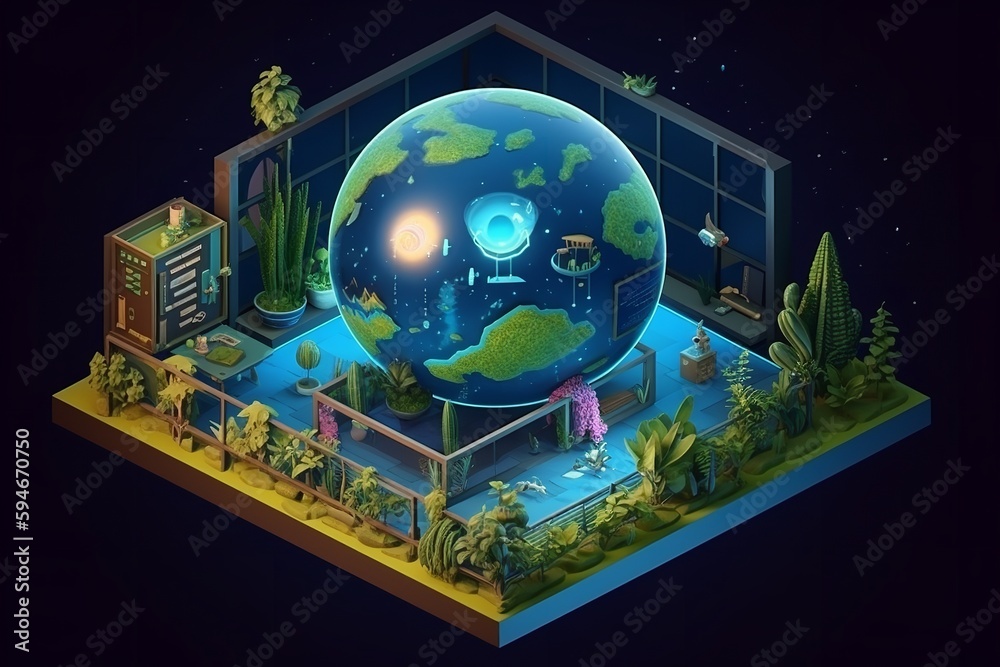Isometric Earth Model: A Creative and Dynamic Representation of our Planet in 3D, floating ...