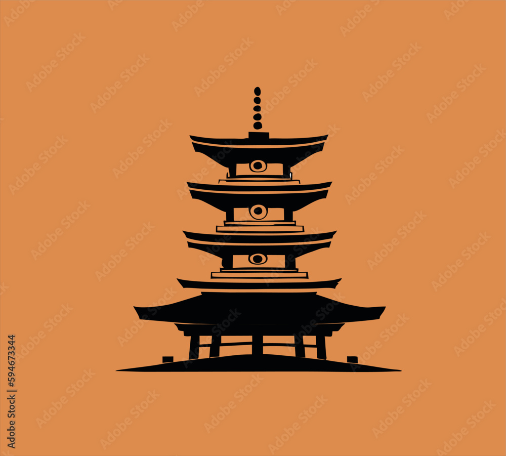 sensoji temple vector design japan silhouette icon template logo vector ...