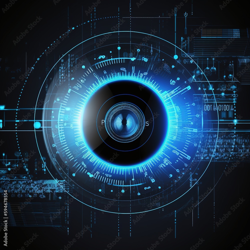 eye and high-tech concept, screening big tradingview and digital transformation technology ...