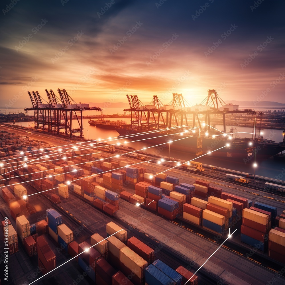 smart Logistics and Warehouse Technology concept, data location ...