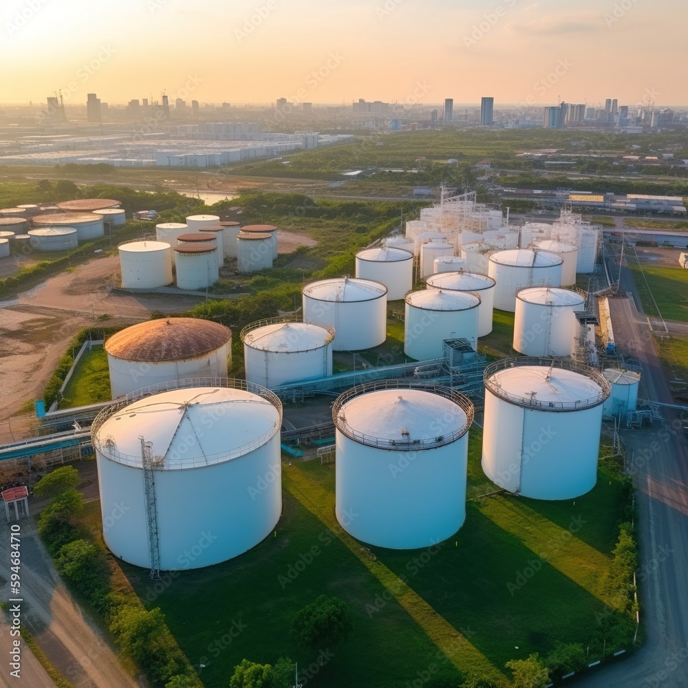 Aerial view oil and gas terminal storage tank farm,Tank farm storage chemical petroleum ...