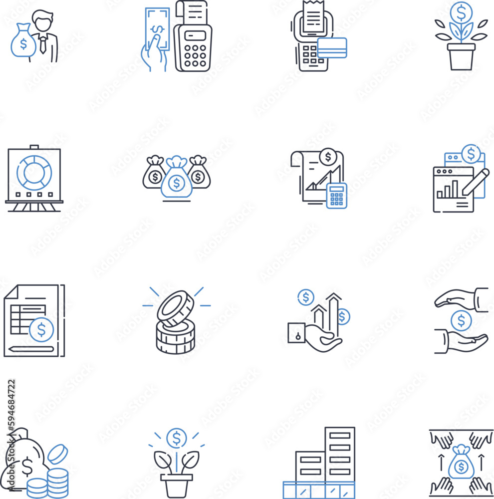 Interest rates line icons collection. Yield, Coupon, Federal, Mtary ...