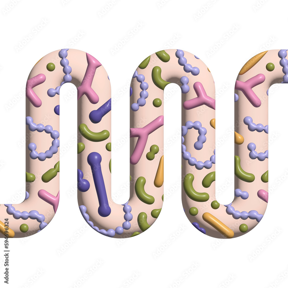 3d render Gut microbiome banner with abstarct guts. Human intestine ...