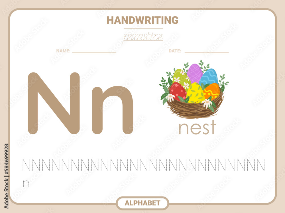 Alphabet tracing practice Letter N. Tracing practice worksheet ...