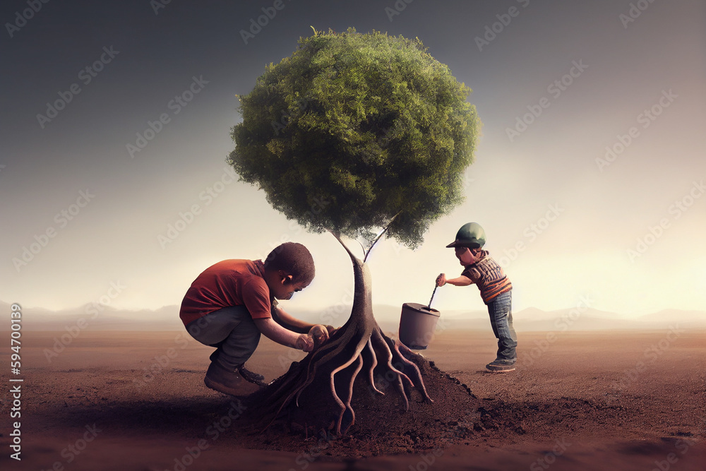 ภาพประกอบสต็อก World Earth Day Concept Of Planting Trees In Forest