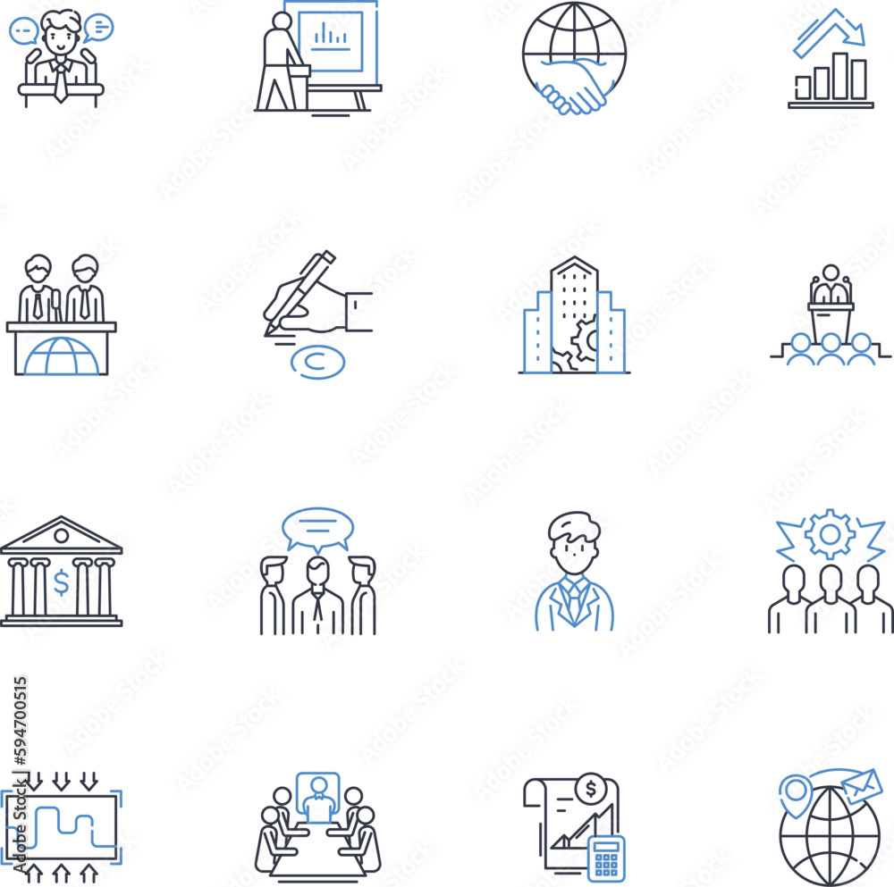 High-tech leadership line icons collection. Innovation, Strategy ...