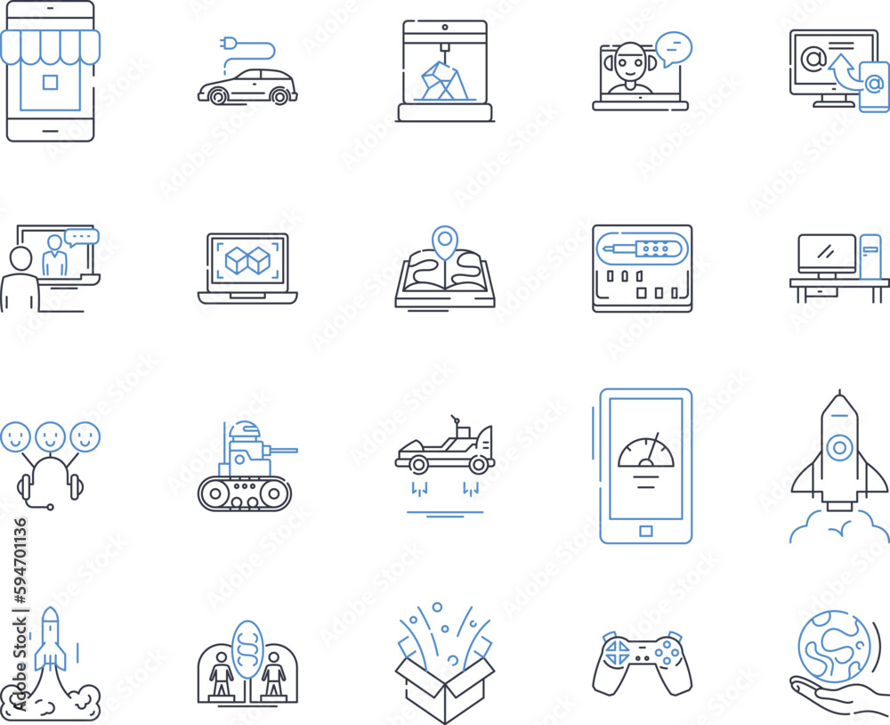 Cybernetic systems line icons collection. Robotics, Artificial ... Cybernetic systems line icons collection. Robotics, Artificial ...