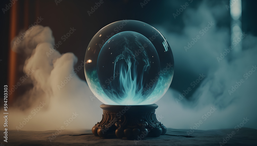 Crystal magic ball predict fate with fog and smog. Generation AI ...