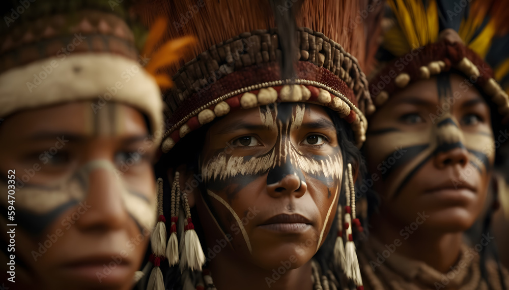 Portrait of Americans Indian people, America native man and woman ...