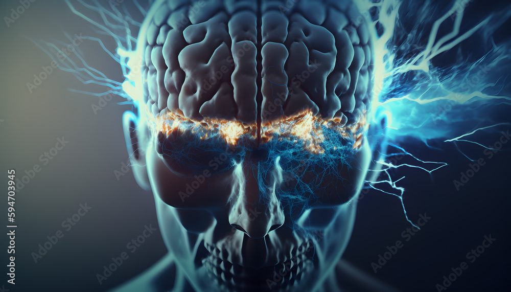 Disease dementia, memory loss. Human losing parts of head as symbol of ...