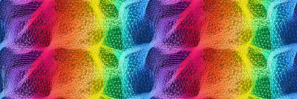 Rainbow colored digital data background with social network connection ...