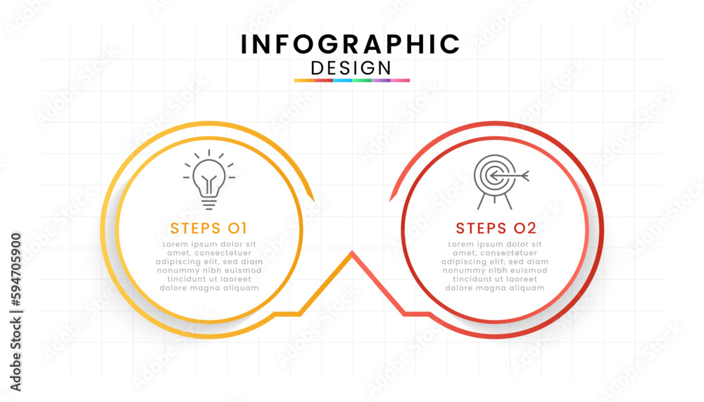 Vector Infographic design template modern timeline. 2 options or steps ...