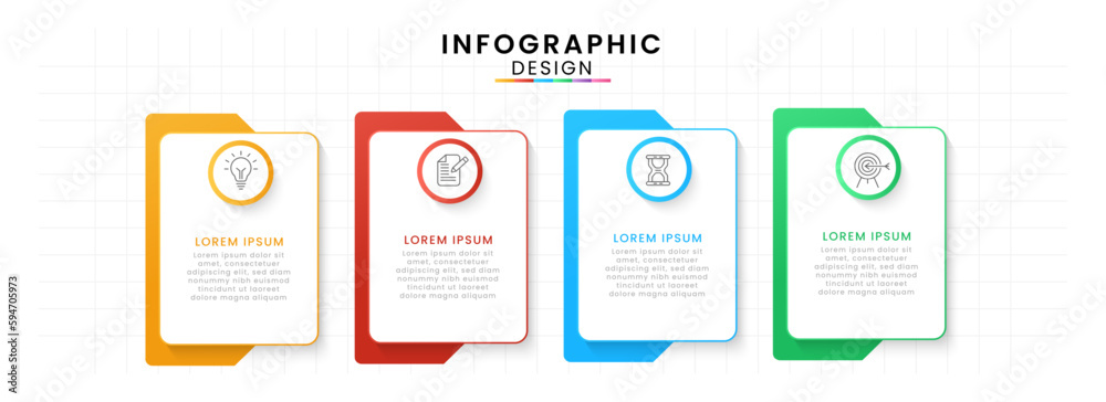 Vector Infographic design template modern timeline. 4 options or steps ...